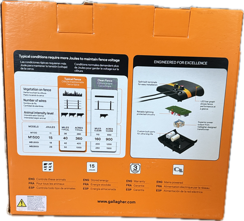 Gallagher M1500 Mains Fence Energizer — American GrazingLands Services LLC